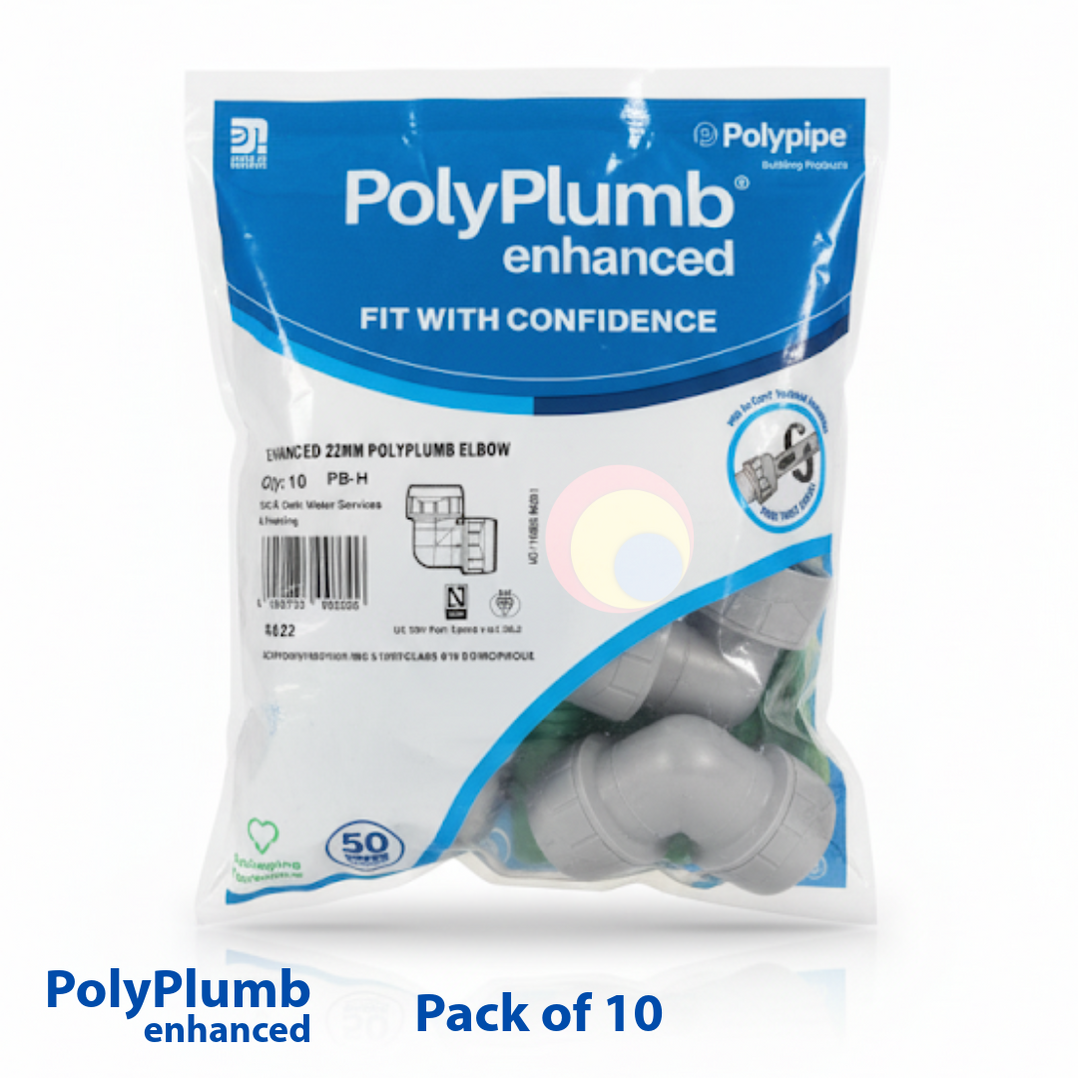 Polypipe PolyPlumb Elbow 22mm PB122 - Push-Fit Plumbing Fitting — Getplumb